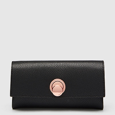Black Rose Gold Flip Side Large Wallet - Wallets | Mimco