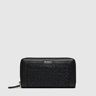 Black Light Gold Dbl Zip Optimist Wallet - Wallets & Pouches | Mimco