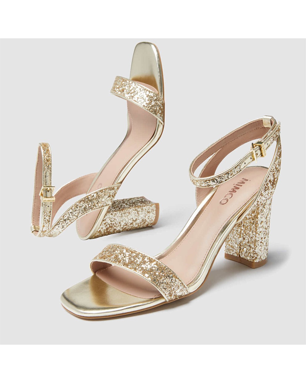 Light Gold Aglow Heeled Sandals - Shoes | Mimco