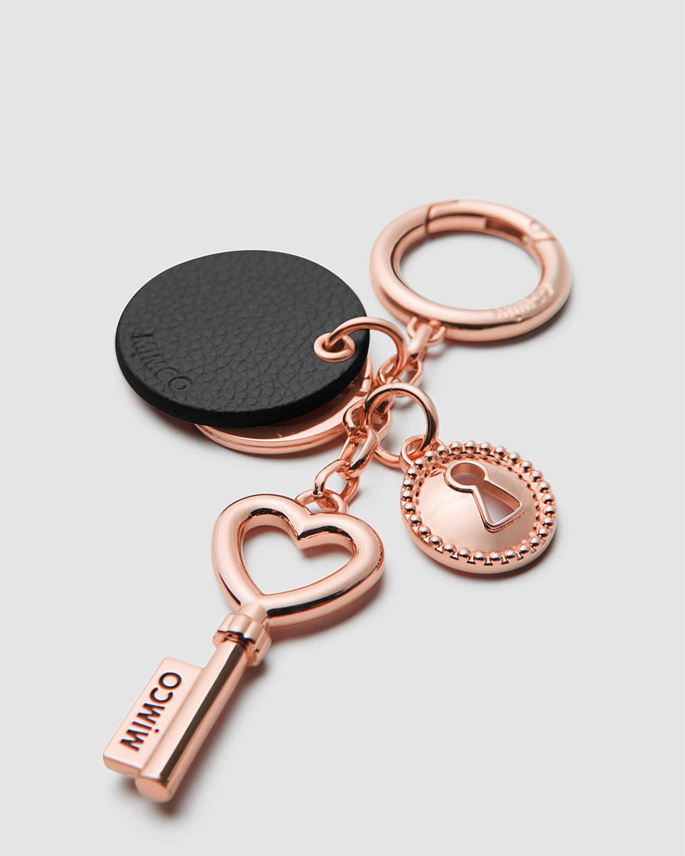 Black Rose Gold Key To Mim Heart Keyring - Bag Accessories | Mimco