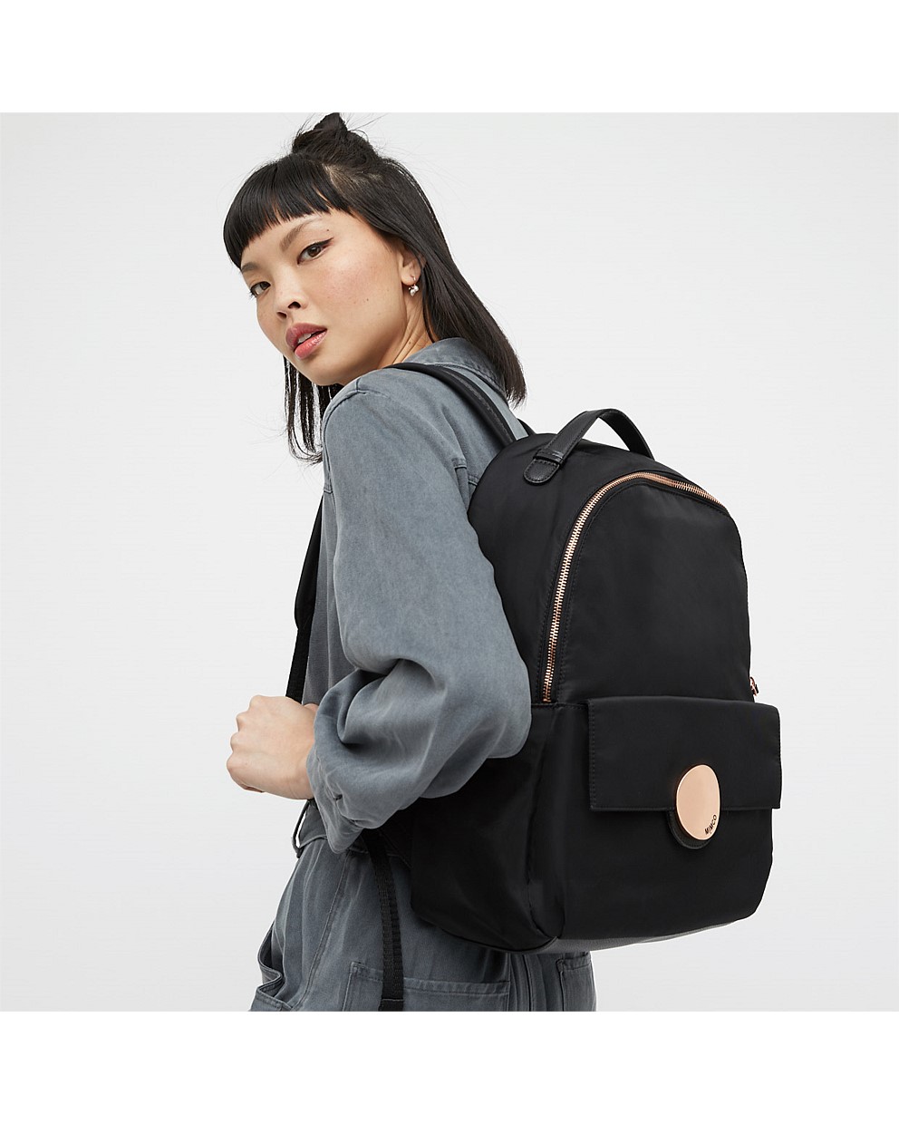 Black Rose Gold WAVER BABY BACKPACK - Bags | Mimco