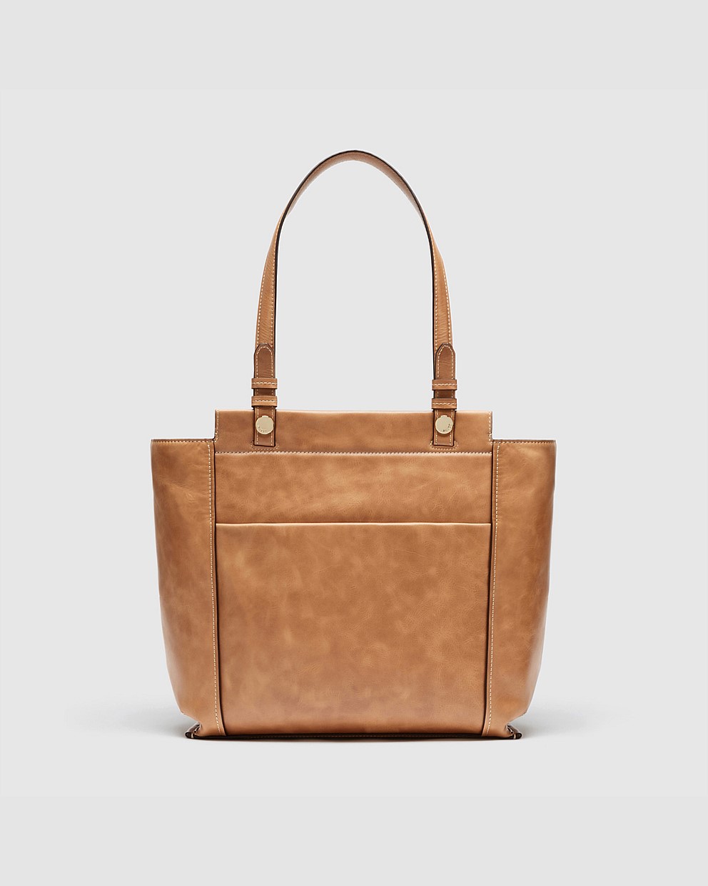 Caramel LEATHER TURNLOCK WORKER BAG - Shoulder Bags | Mimco