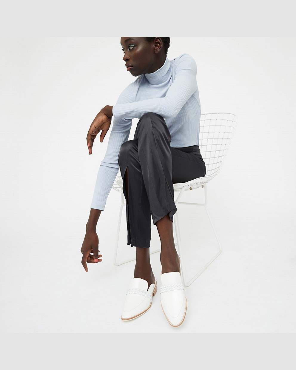 White GOSSAMER LOAFER MULE SLIDES - Shoes | Mimco