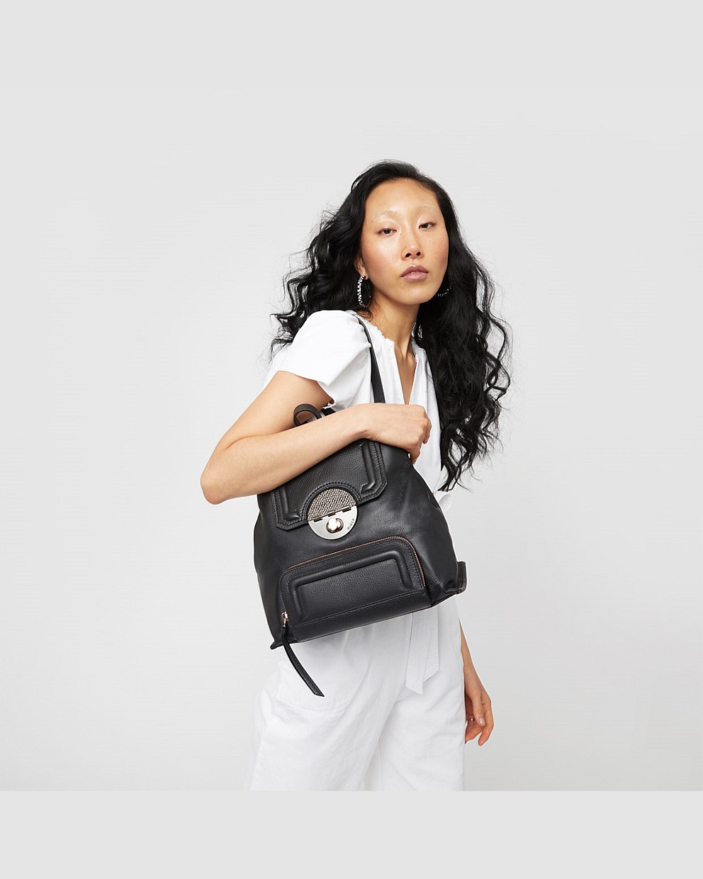 Black Gunmetal TURNLOCK BACKPACK - Bags | Mimco