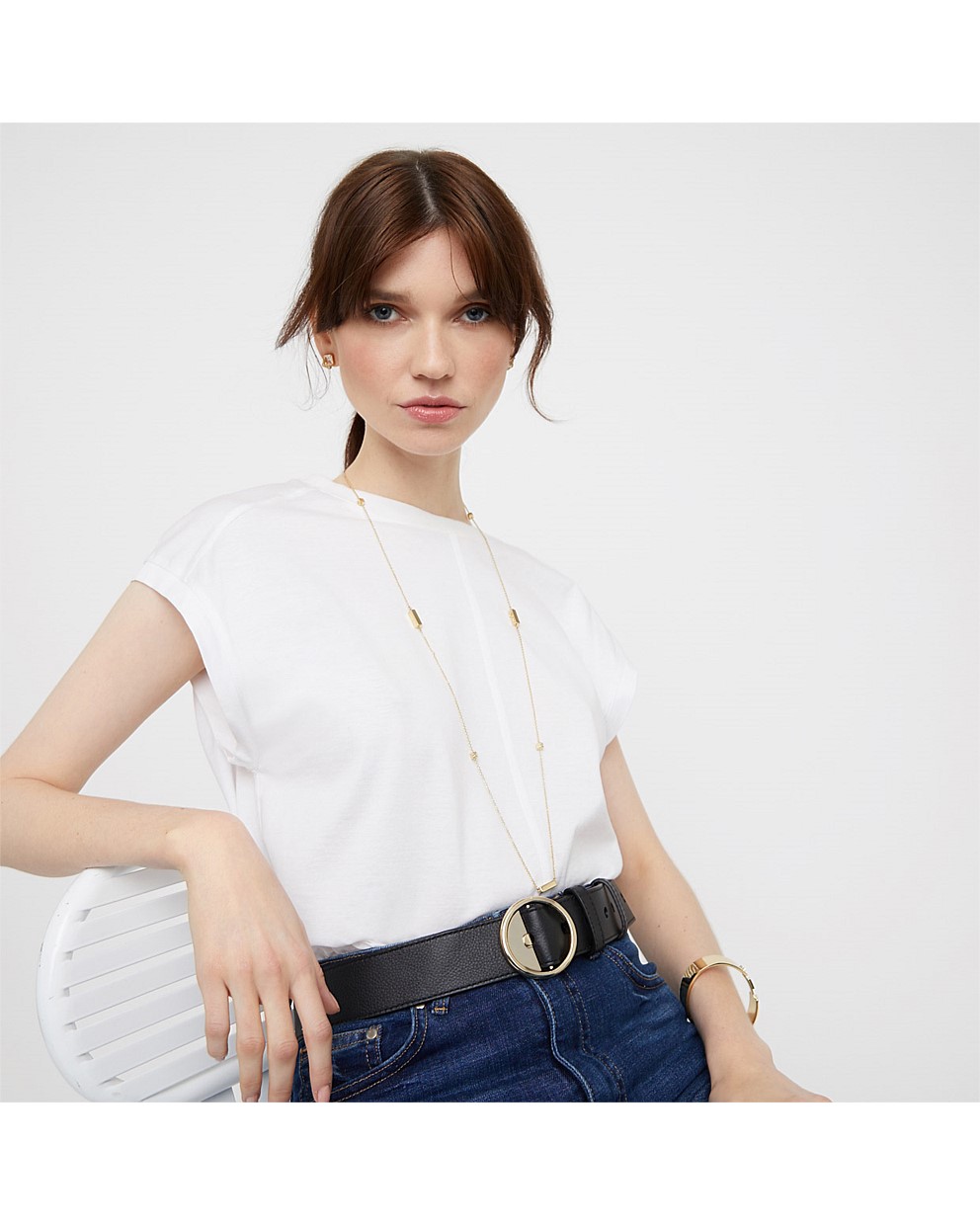 Gold STATIC LONG NECKLACE - Necklaces | Mimco