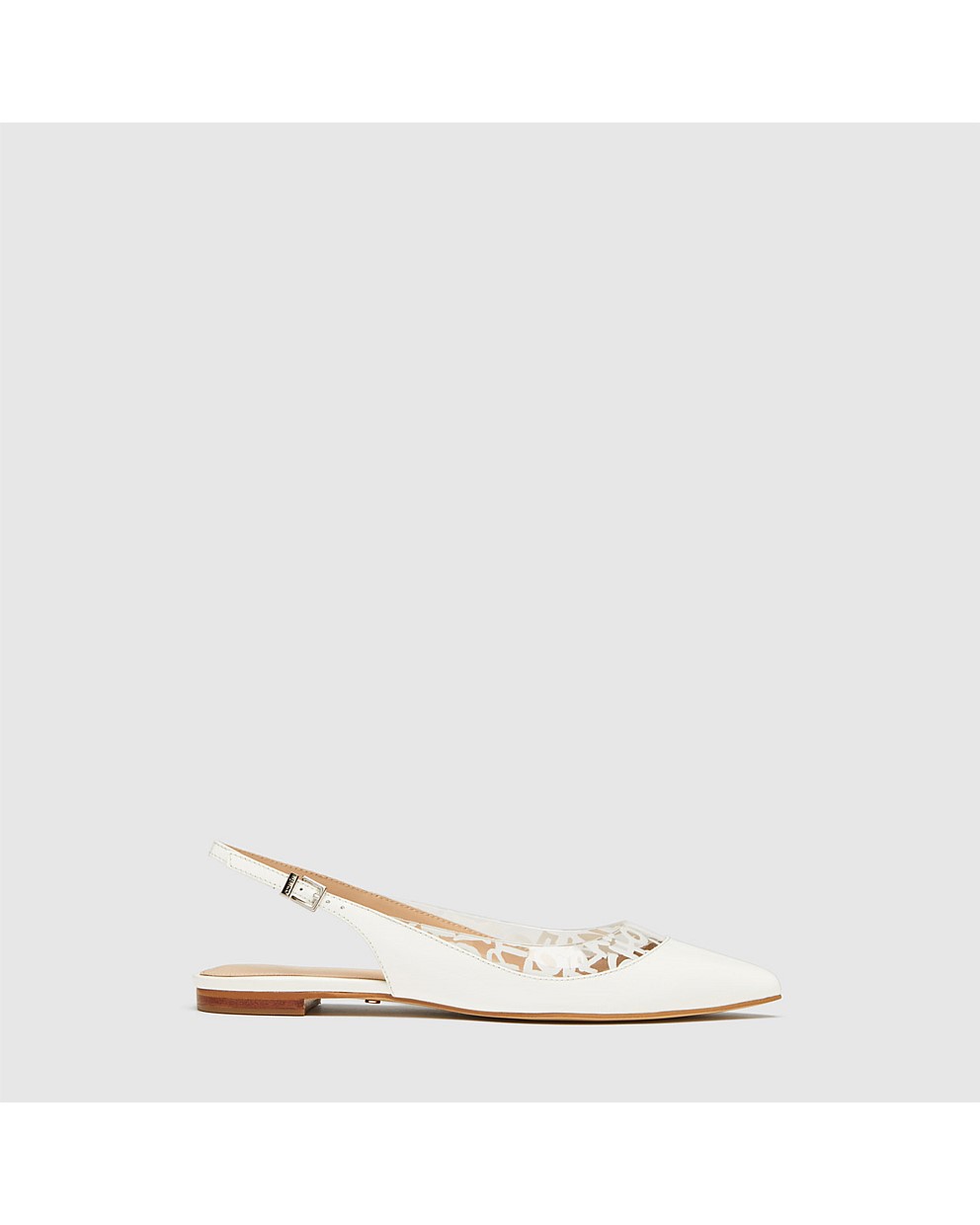 White SCRIPT SLINGBACK SLIDES - Sale | Mimco
