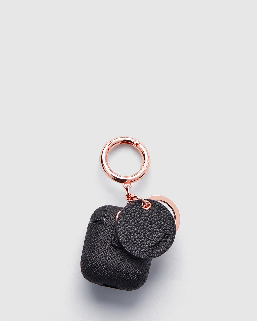 Black Rose Gold Mimpod AirPod Keyring Case - Bag Accessories | Mimco