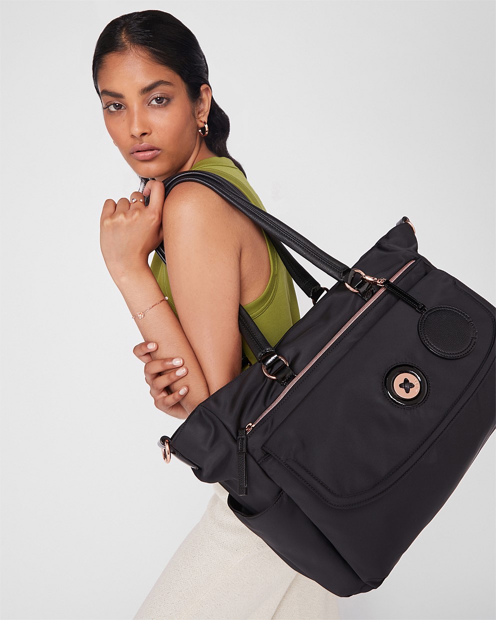 Black Rose Gold Mim-Mazing Baby Bag - Overnight Bags | Mimco