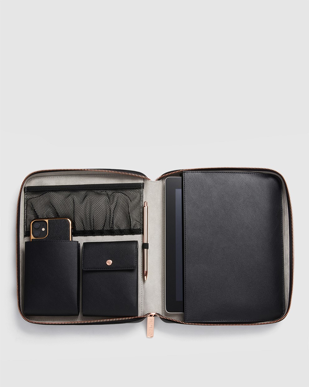 Black Rose Gold classico work case - Travel Accessories | Mimco