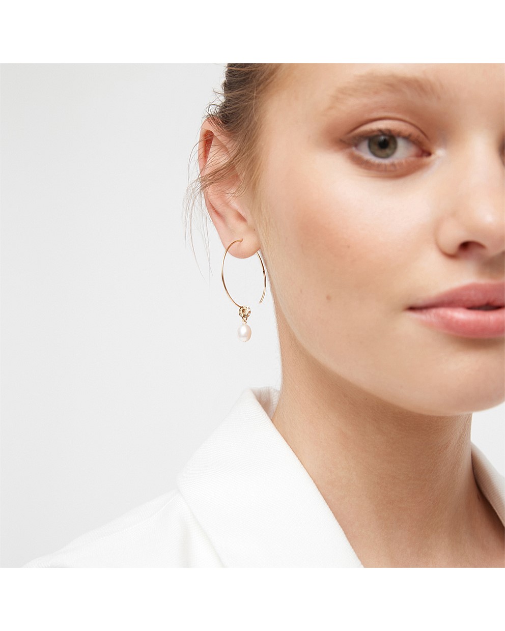 Gold flash pearl hoop earrings - Hoop Earrings | Mimco