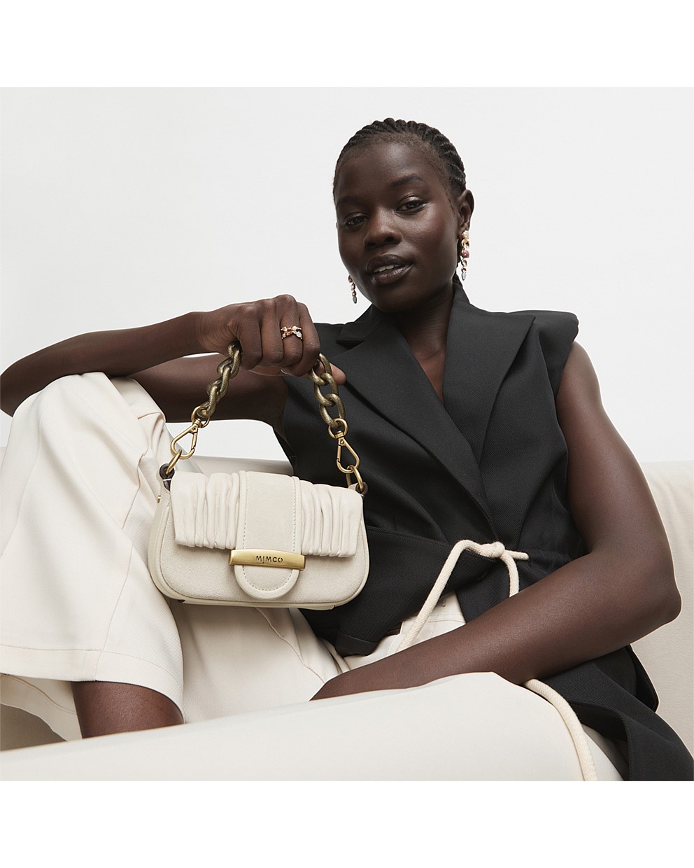 Pale Stone Drama Mini Shoulder Bag - Clutch & Evening Bags | Mimco