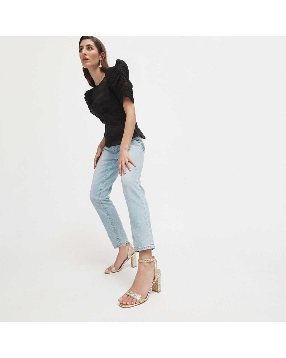 Light Gold Aglow Heeled Sandals - Shoes | Mimco