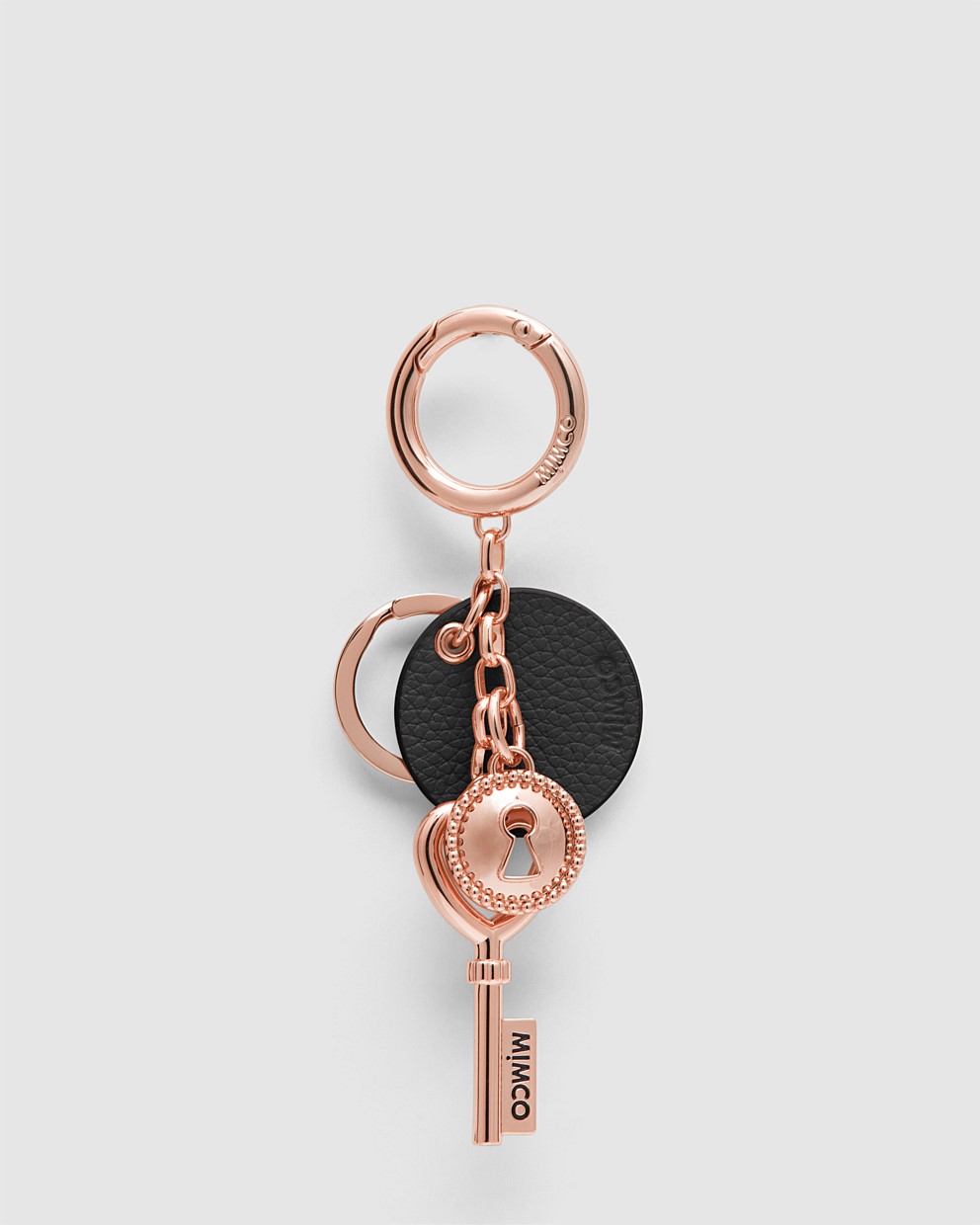 Black Rose Gold Key To Mim Heart Keyring - Bag Accessories | Mimco