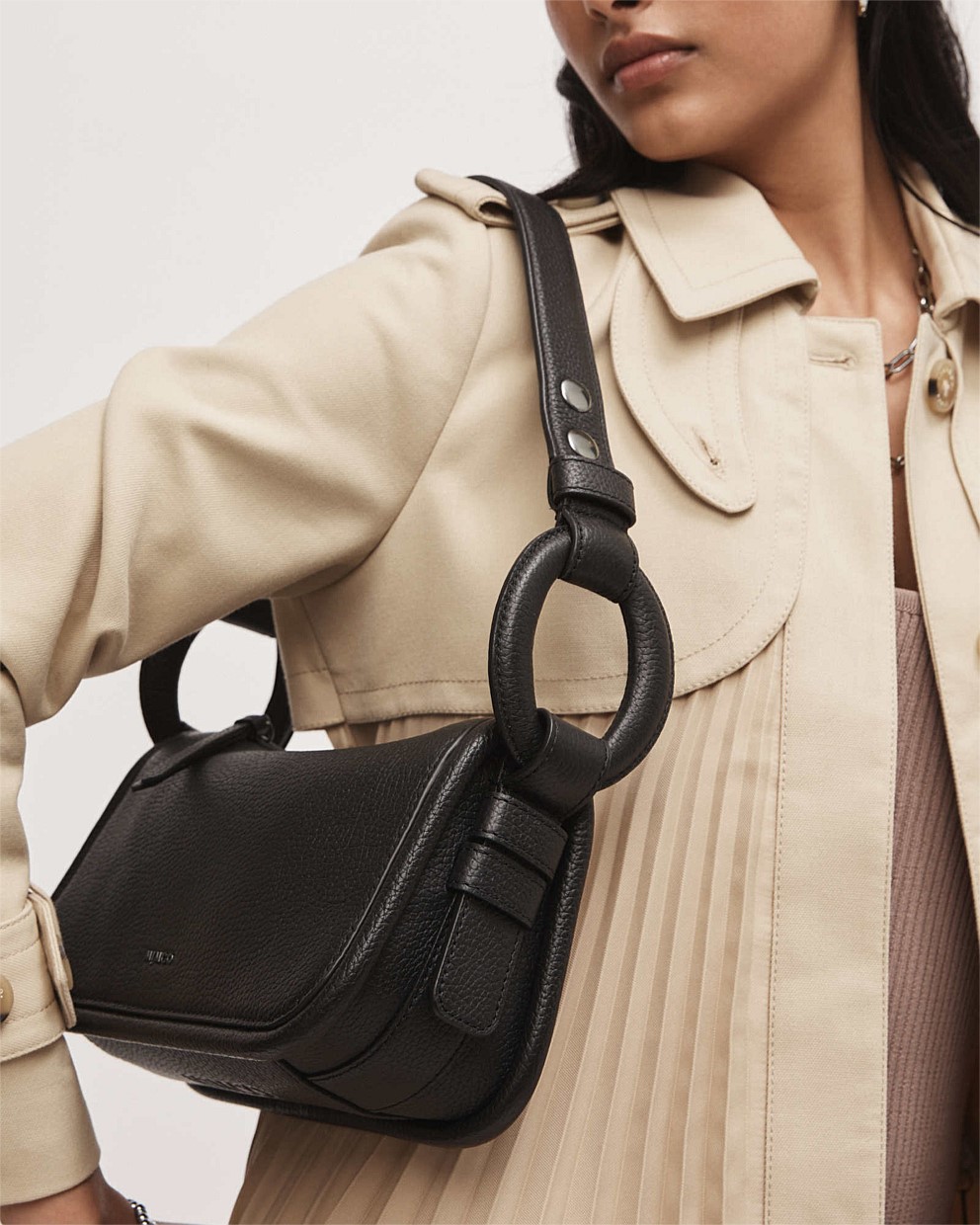 Black Gunmetal Contort Shoulder Bag - Shoulder Bags | Mimco