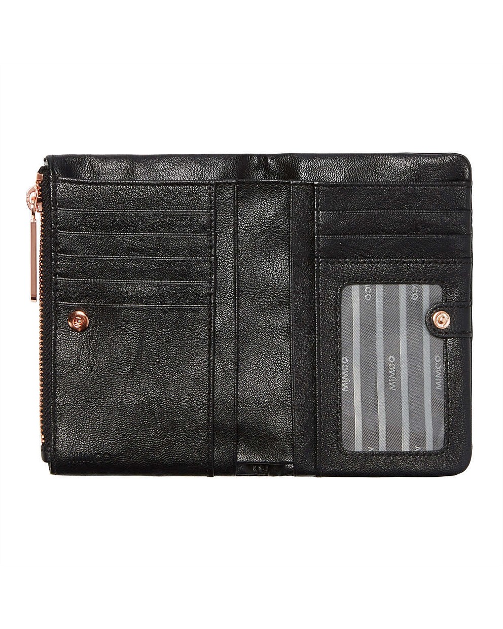 Black Rose Gold MIM PETITE FOLD WALLET - Wallets | Mimco